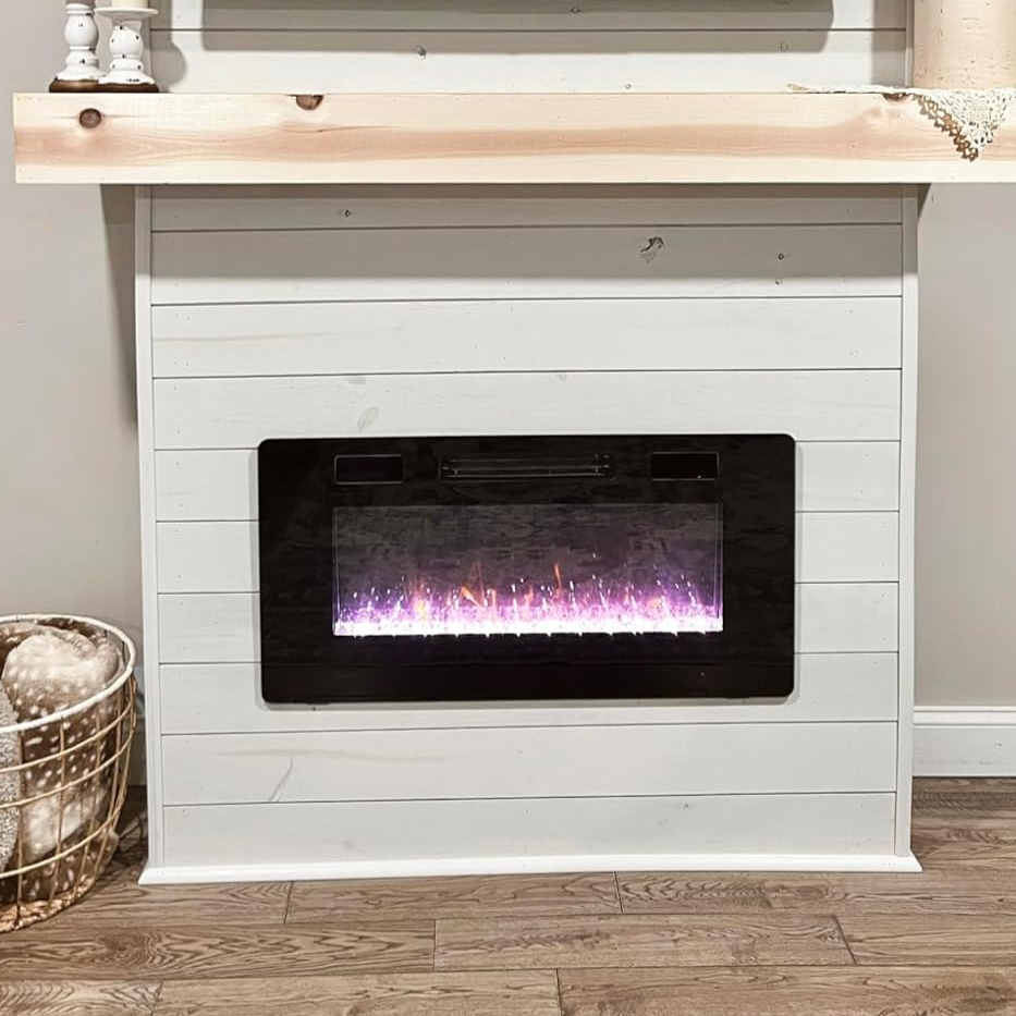 R.W.FLAME Recessed Wall Mounted Electric Fireplace, 750 - 1500W